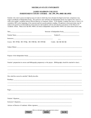 Fillable Online jmc msu independent study form.doc Fax Email Print - pdfFiller