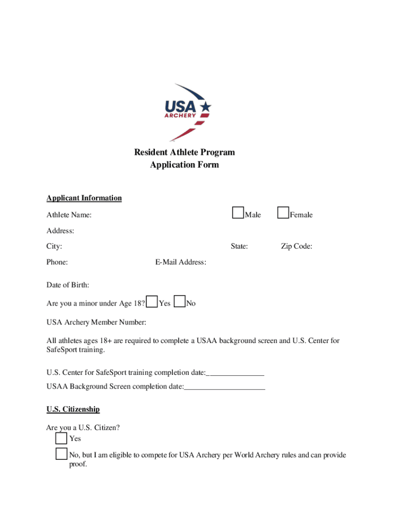 Fillable Online Resident Athlete Program Application Form Fax Email Print - pdfFiller