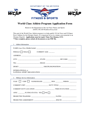 Fillable Online World Class Athlete Program Application Form Fax Email Print - pdfFiller