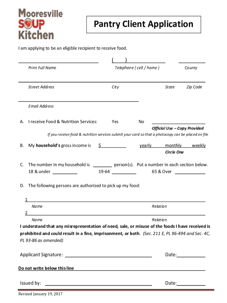 Fillable Online Food Pantry Services Eligibility Requirements Fax Email ...