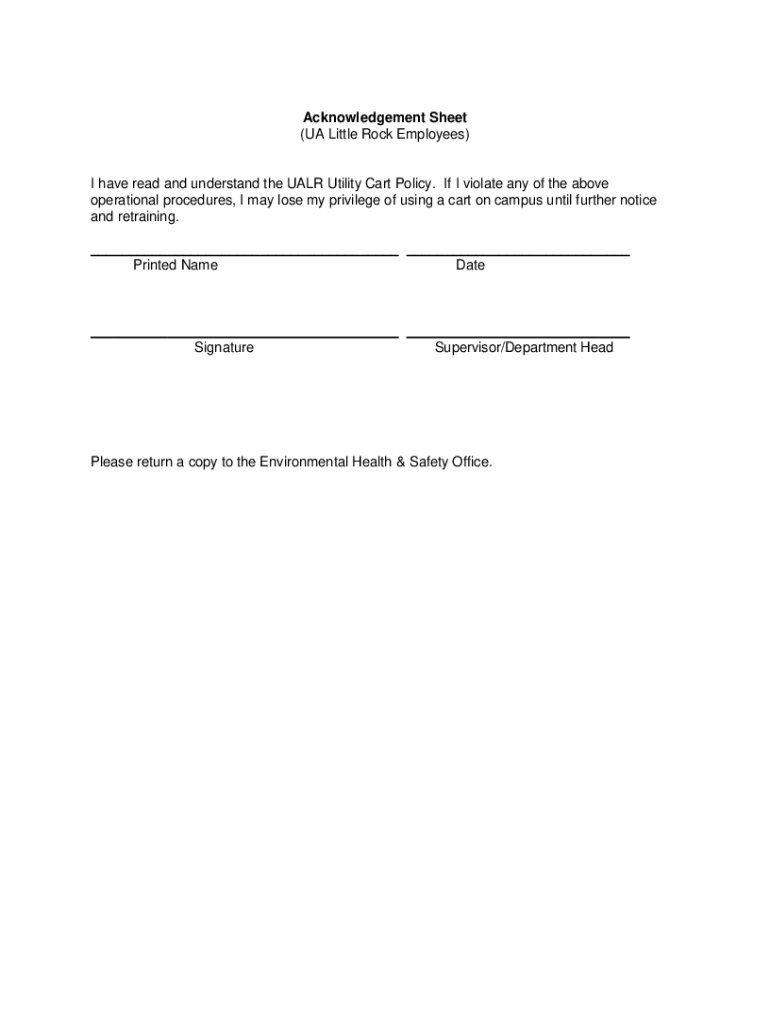 Fillable Online Acknowledgement Sheet Fax Email Print - pdfFiller
