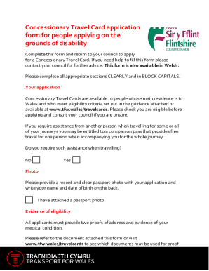 Fillable Online Concessionary Travel Card application form for people ...