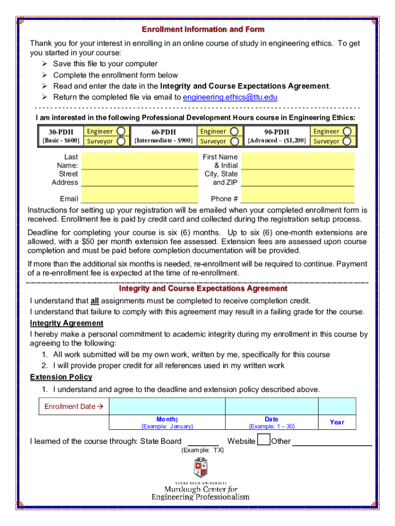 Fillable Online Enrollment Information and Form Fax Email Print - pdfFiller