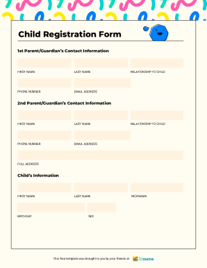 Fillable Online Child's registration form Fax Email Print - pdfFiller