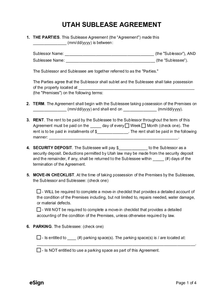 Fillable Online Sublet agreement template pdf Fax Email Print - pdfFiller
