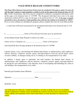 Fillable Online This Page Office Release Consent Form (Form) must be completed if the page is ...