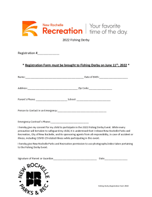 Fillable Online 2022 Fishing Derby * Registration Form must be brought ...