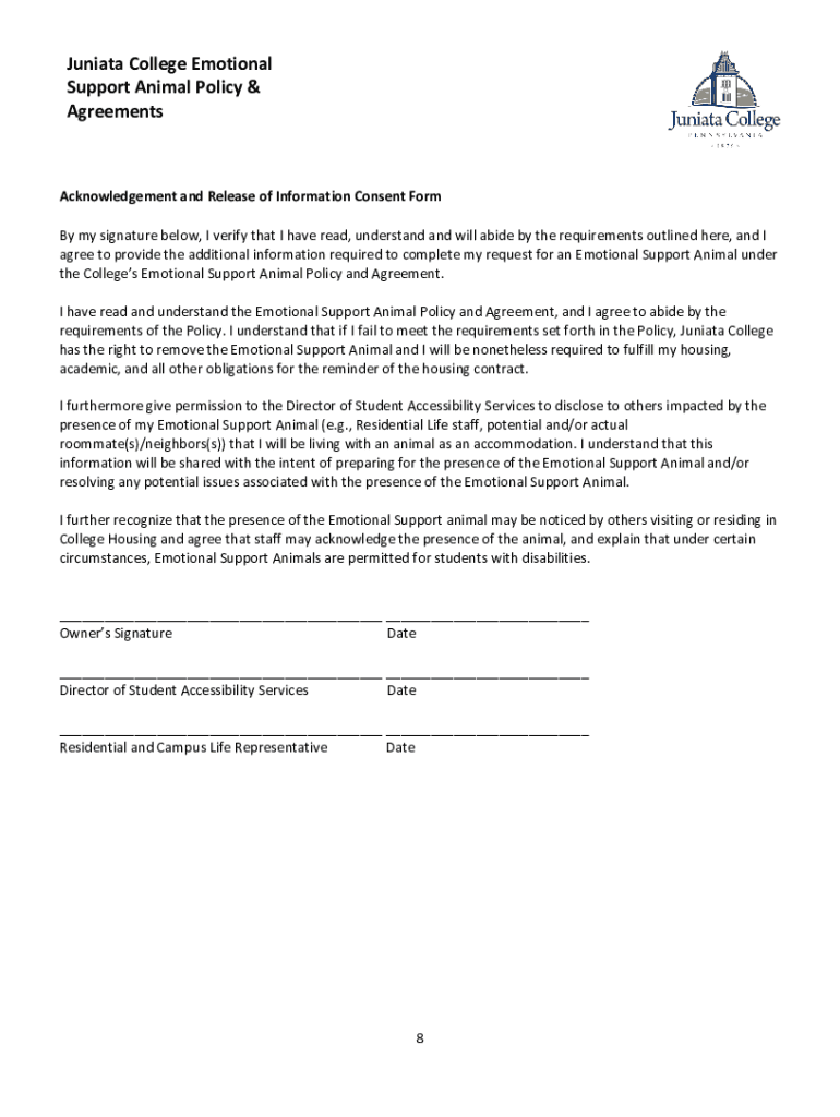 Fillable Online Request for Information RE Emotional Support Animal Form Fax Email Print - pdfFiller