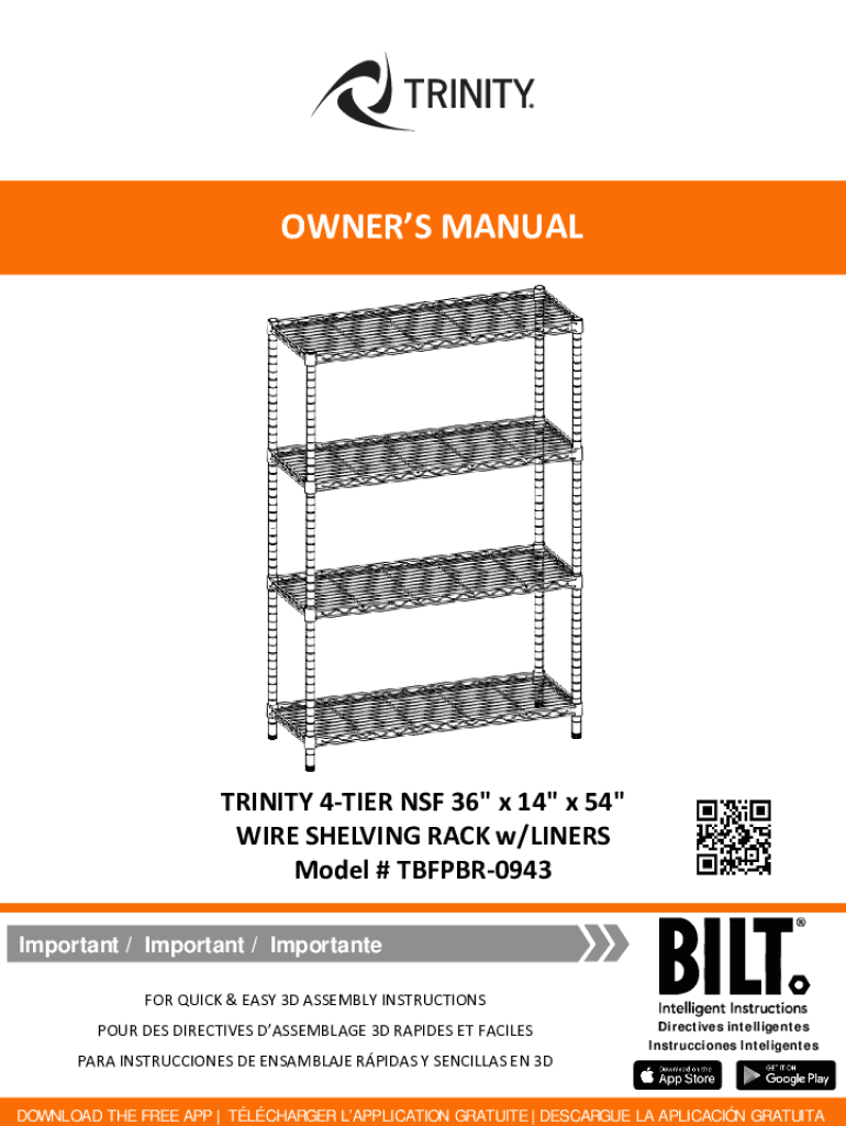 Fillable Online TRINITY Chrome Color 4-Tier Steel Wire Shelving Unit with ... Fax Email Print ...