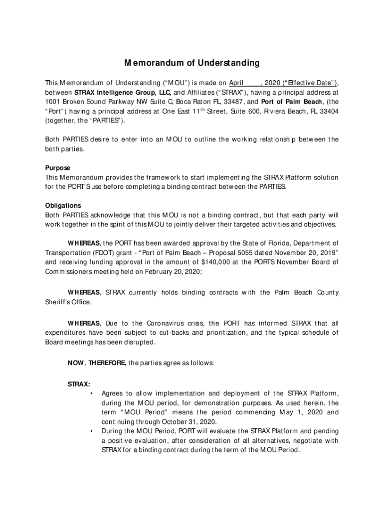Fillable Online What is the memorandum of understanding (MOU)? Fax ...