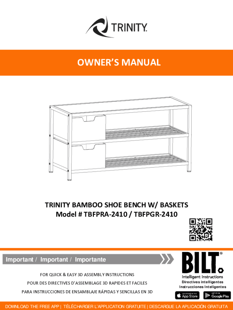 Fillable Online TRINITY Shoe Bench w/Baskets Assembly Video - YouTube ...