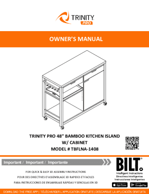 Fillable Online trinity pro 48 bamboo kitchen island w/ cabinet model ...