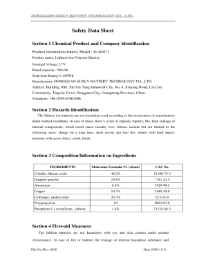 Fillable Online Explanatory sheet about safety of product for ...