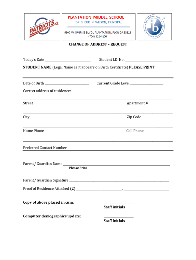 Fillable Online Request for Parent/Student Name Change Fax Email Print - pdfFiller