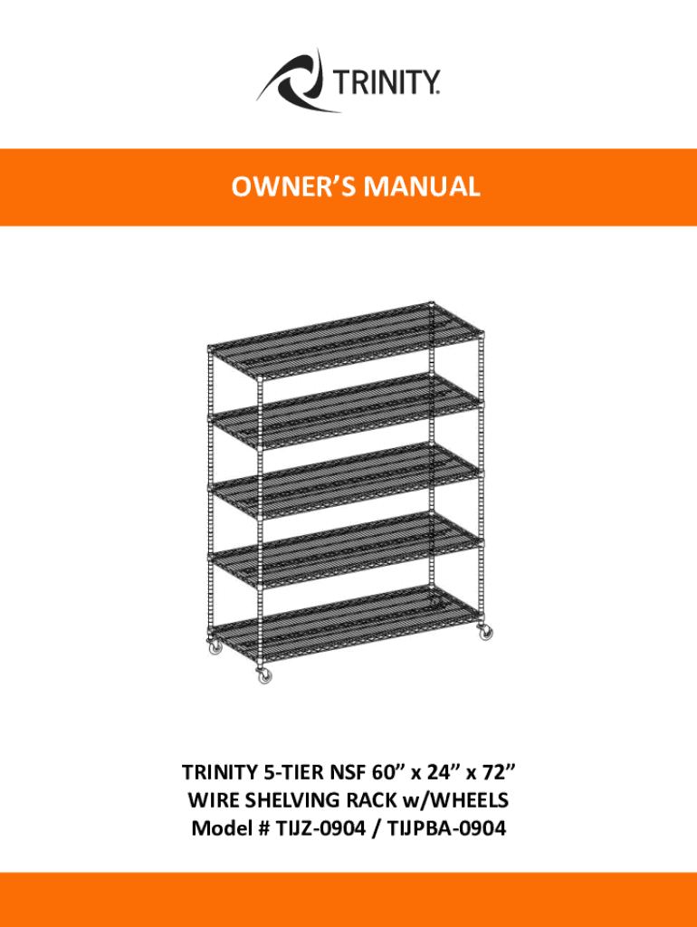 Fillable Online TRINITY 5-Tier Heavy Duty Wire Shelving Rack, 60" x 24 ...
