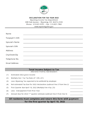 Fillable Online DECLARATION FOR TAX YEAR 2022 Fax Email Print - pdfFiller