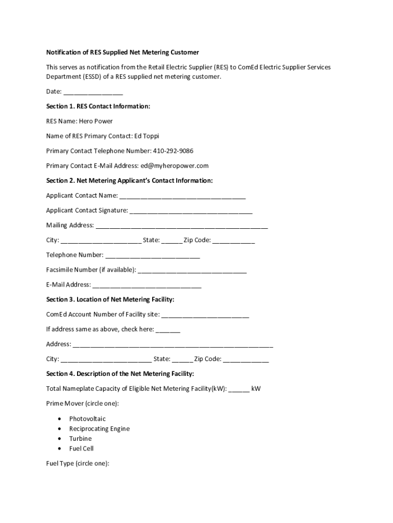 Fillable Online ComEd Retail Electric Supplier (RES) Registration Form ...