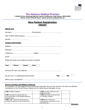 Fillable Online Harbour Medical Practice - Care Quality Commission Fax ...