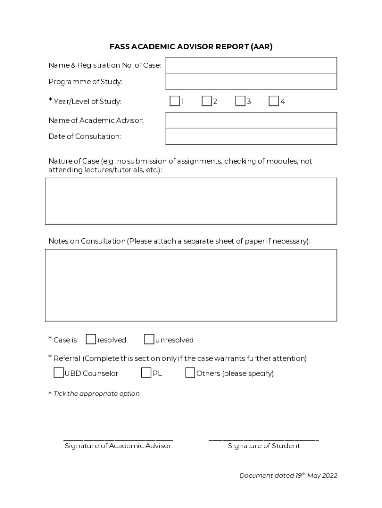 Fillable Online fass ubd edu FASS Academic Advisor Report (AAR) Form.docx Fax Email Print ...