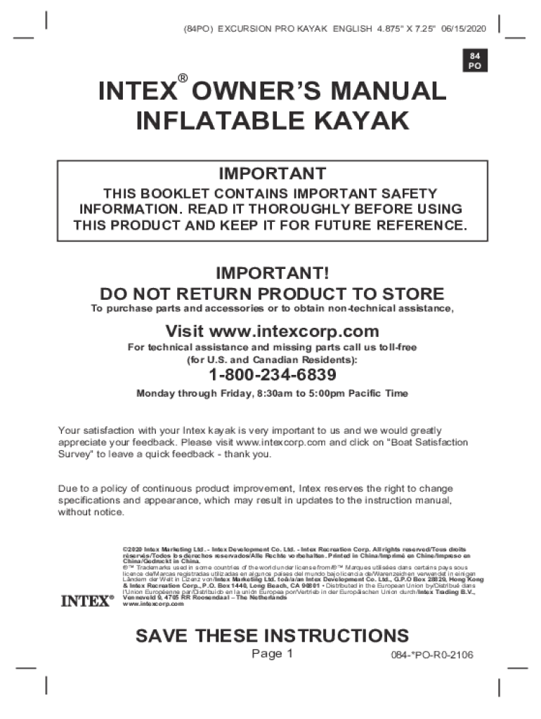 Fillable Online Intex K2 Excursion Pro Kayak - Full review and test ...