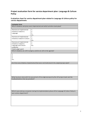 Fillable Online Project evaluation form for service department plan Fax Email Print - pdfFiller