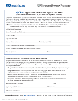 Fillable Online MyChart Adolescent Proxy Form - MyNM Fax Email Print ...