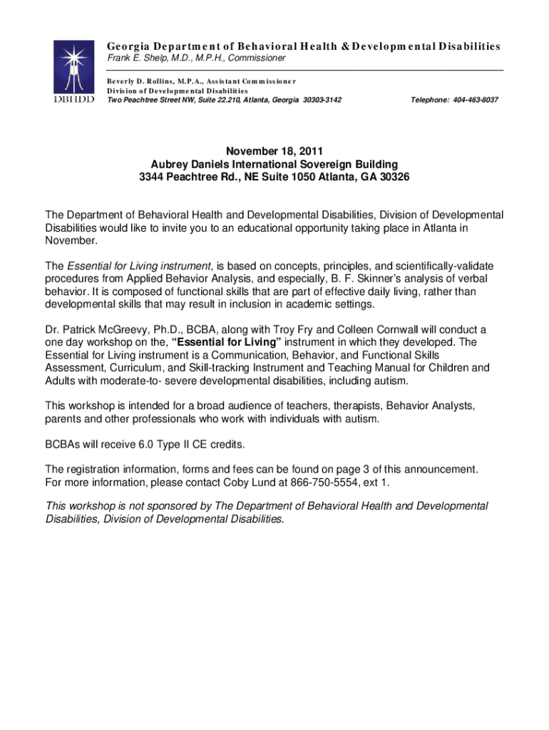 Fillable Online dbhdd georgia Georgia Department of Behavioral Health ...