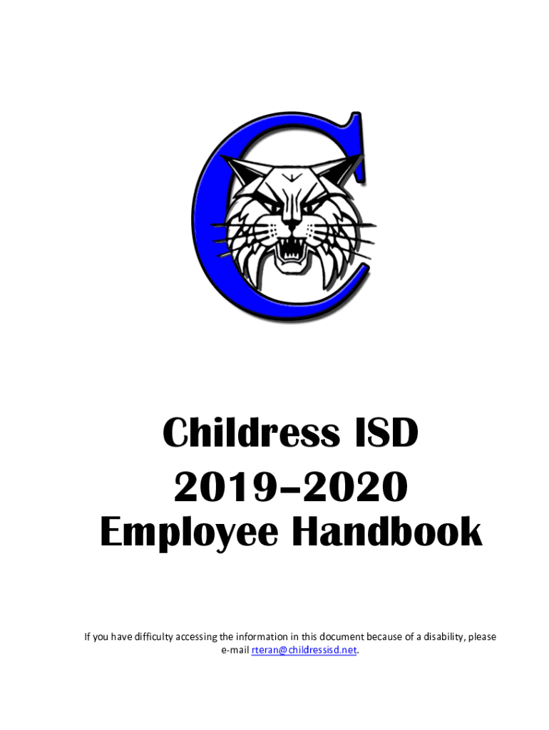 Fillable Online Childress ISD 20192020 Employee Handbook Fax Email Print - pdfFiller