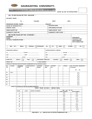 Fillable Online Examination Form FIRST YEAR BHMS (NEW /OLD) Fax Email ...