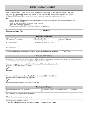 Fillable Online EMPLOYMENT APPLICATION Position Applying For: Location ... Fax Email Print ...