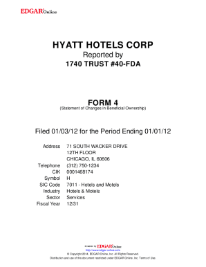 Fillable Online Hyatt Hotels Corp Sample Contracts Fax Email Print ...