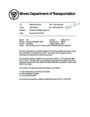 Fillable Online BDE 5401 IDOT Mechanistic Pavement Design with LCCA ...