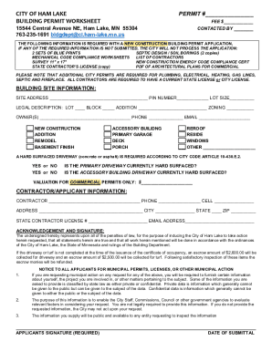 Fillable Online BUILDING PERMIT WORKSHEET Fax Email Print - pdfFiller