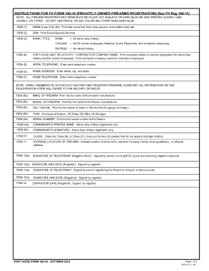 Fillable Online FH Form 190-19. Privately-Owned Firearms Registration ...