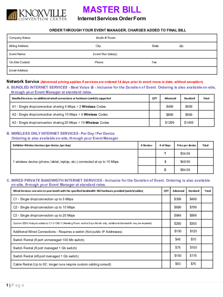Fillable Online MASTER BILL Fax Email Print - pdfFiller