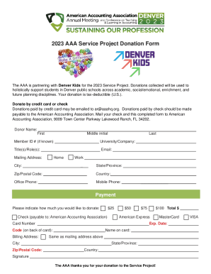 Fillable Online 2023 AAA Service Project Donation Form Fax Email Print ...