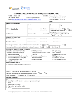 Fillable Online GERIATRIC AMBULATORY ACCESS TEAM (GAAT) REFERRAL FORM ...