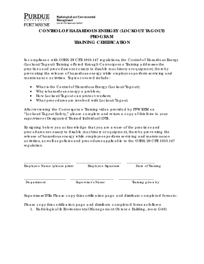 Fillable Online Control of Hazardous Energy (Lockout/Tagout ...