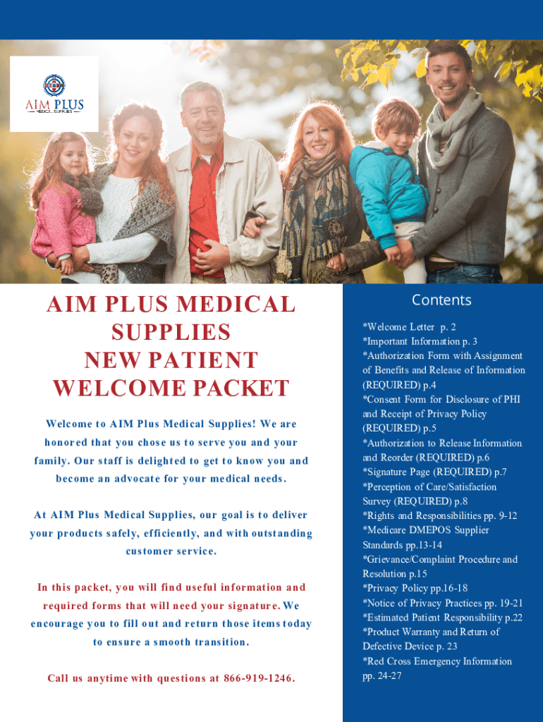 Fillable Online AIM PLUS MEDICAL SUPPLIES NEW PATIENT WELCOME ... Fax ...