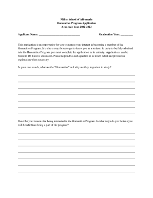 Fillable Online NEW Humanities Student Application To Print and Submit ...