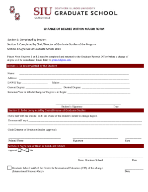 Fillable Online gradschool siu Change of Major or Add Concentration Request Form Fax Email Print ...
