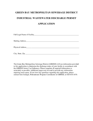 Fillable Online Industrial Wastewater Discharge Permit Renewal ...
