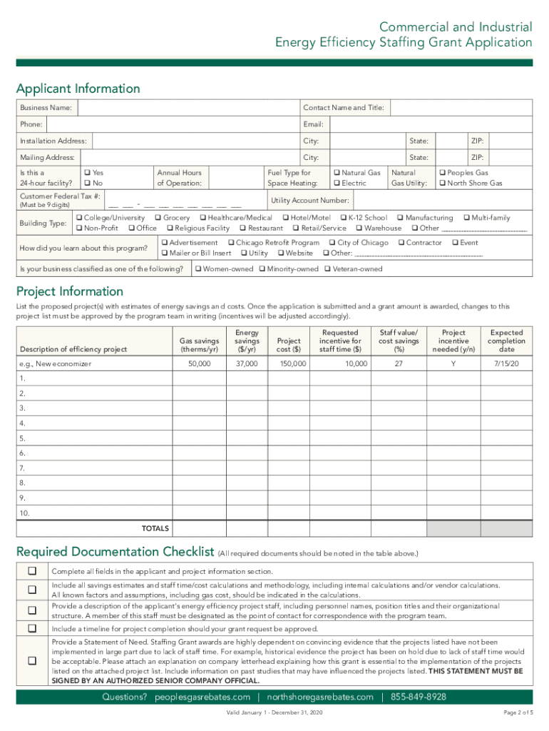 Fillable Online Commercial and Industrial Energy Efficiency Staffing Grant Application Fax Email ...