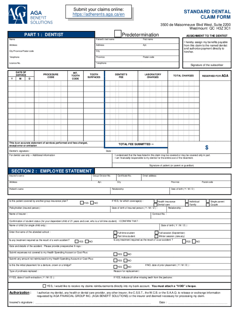 Fillable Online Dental - Group Claim Form Fax Email Print - pdfFiller