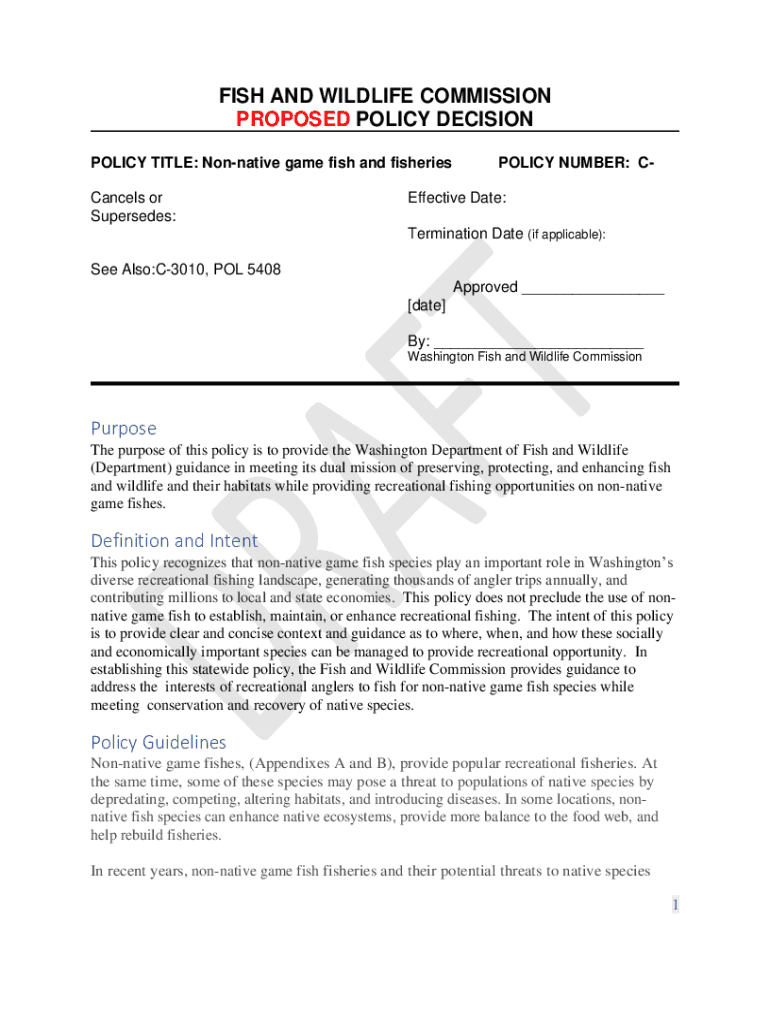 Fillable Online wdfw wa WDFW Asks For Input On Draft Non-native Game Fish ... Fax Email Print ...