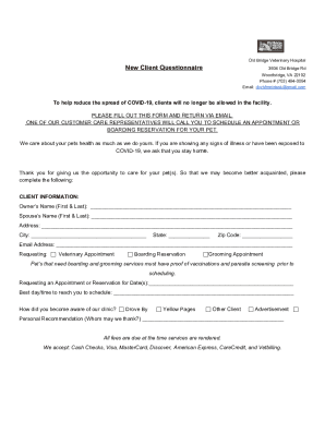 Fillable Online Old Bridge Veterinary Hospital: Forms Fax Email Print ...