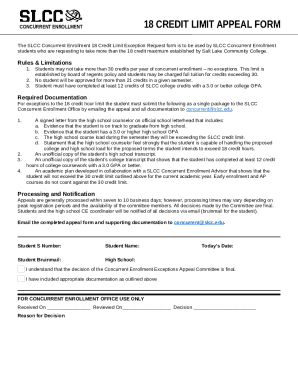18 credit limit appeal Doc Template | pdfFiller