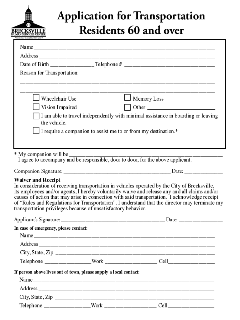 Fillable Online This application is for LANtaVan special transportation ...