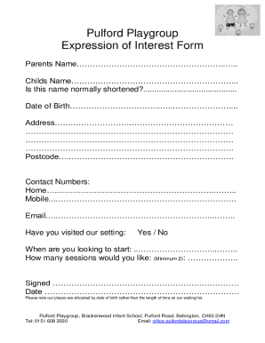 Fillable Online 1 CHILD HISTORY FORM Today's date: Name: Age: Birthdate ...