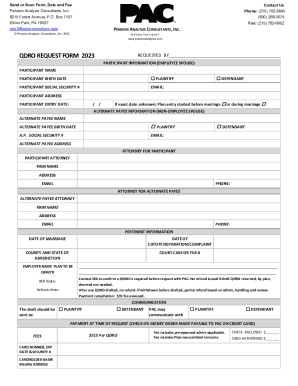 Fillable Online QDRO REQUEST FORM 2023 Fax Email Print - pdfFiller